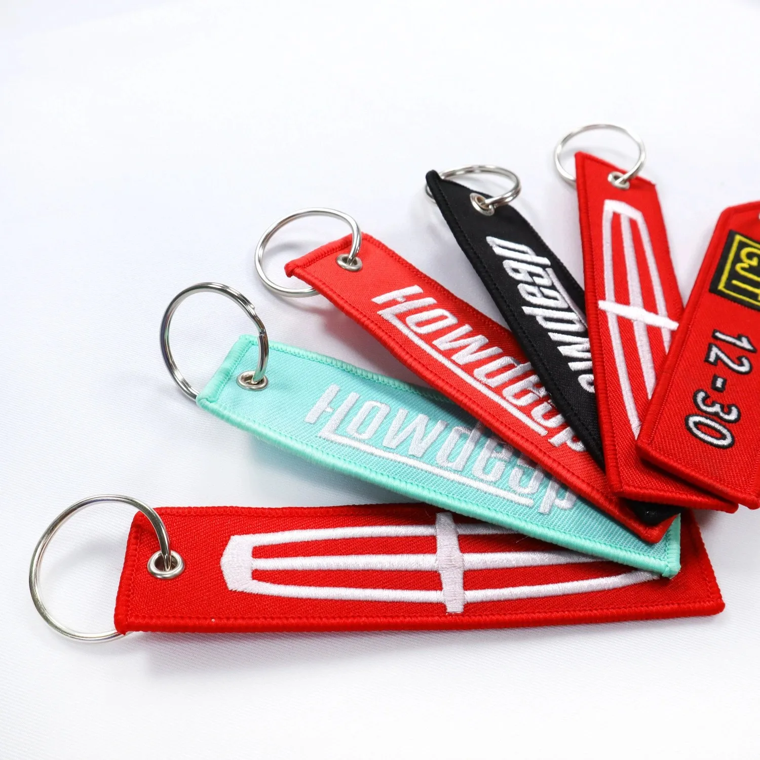 Custom Double Sides Logo Embroidery Key Chain Promotional Gift Key Ring ...