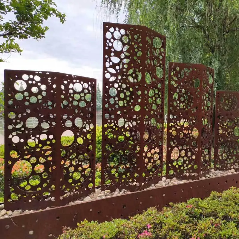 Custom Laser Cut Decorative Garden Screen - Stainless Steel