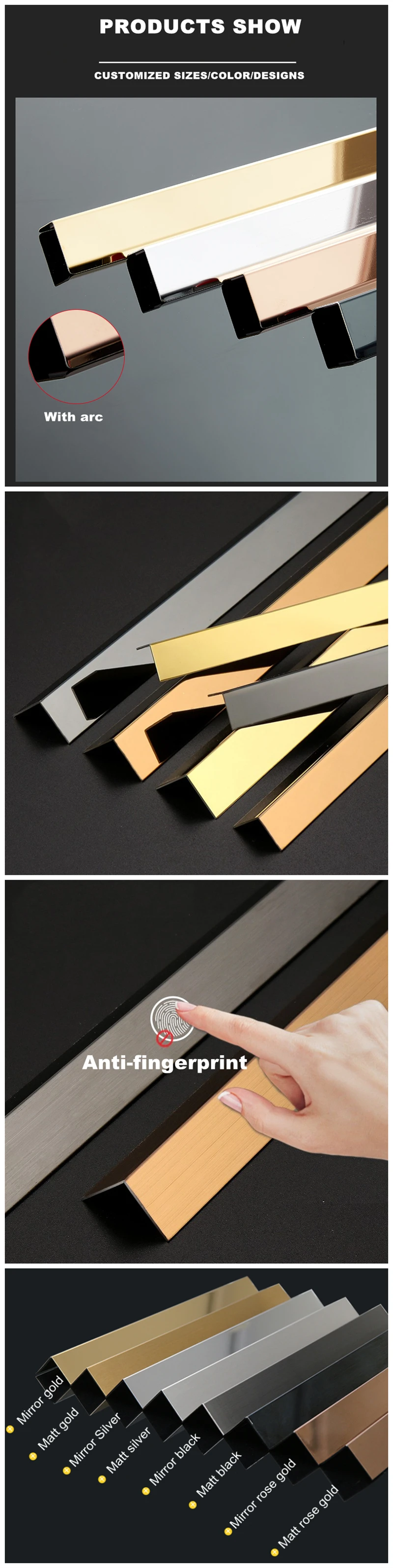 Ceramic Tile Wall Panel Right Angle Edge Banding Metal Decorative Strip ...