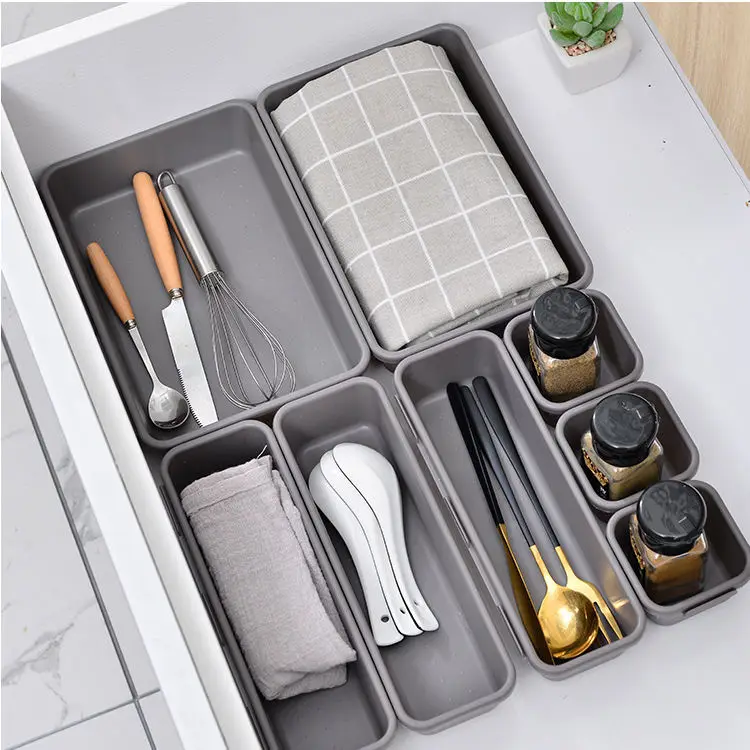 Huamu 8pc Set Interlocking Storage Box Trays For Kitchen Bathroom ...