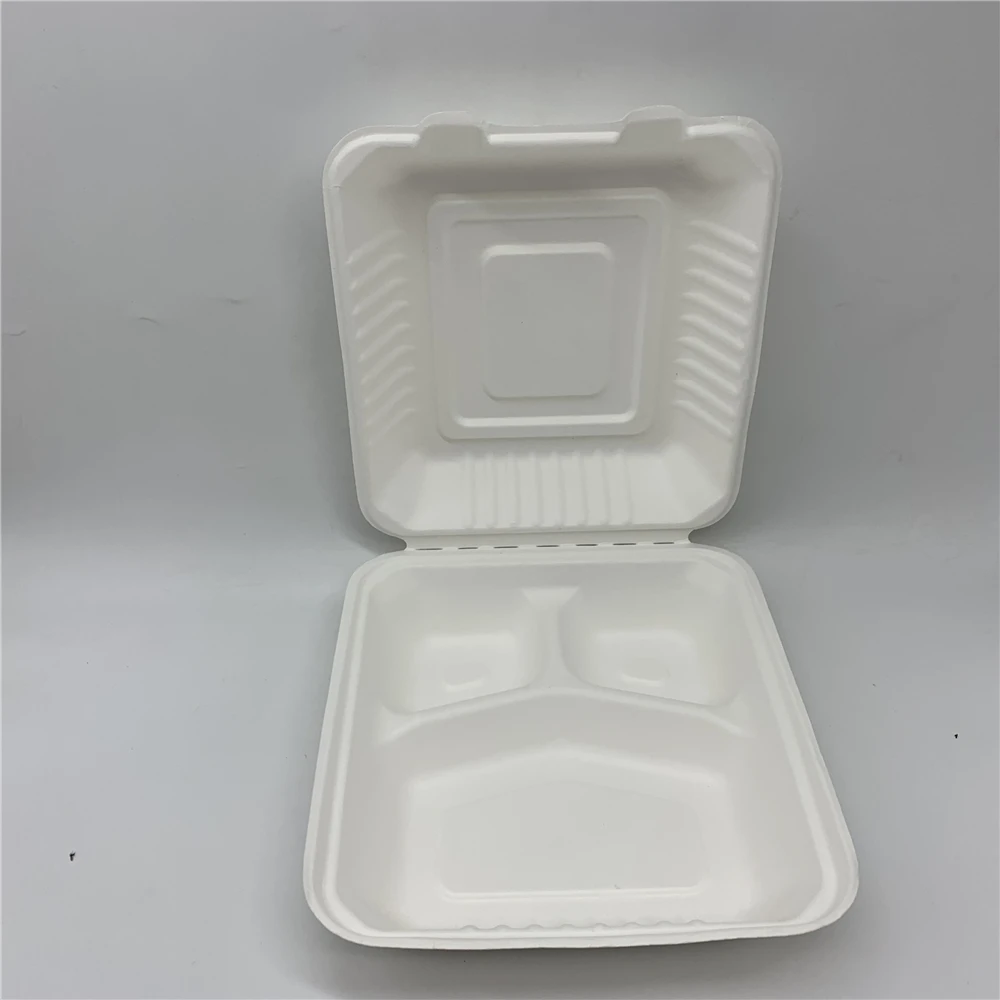 8 Inch Clamshell Styrofoam Containers 3 Compartment Food Biodegradable ...
