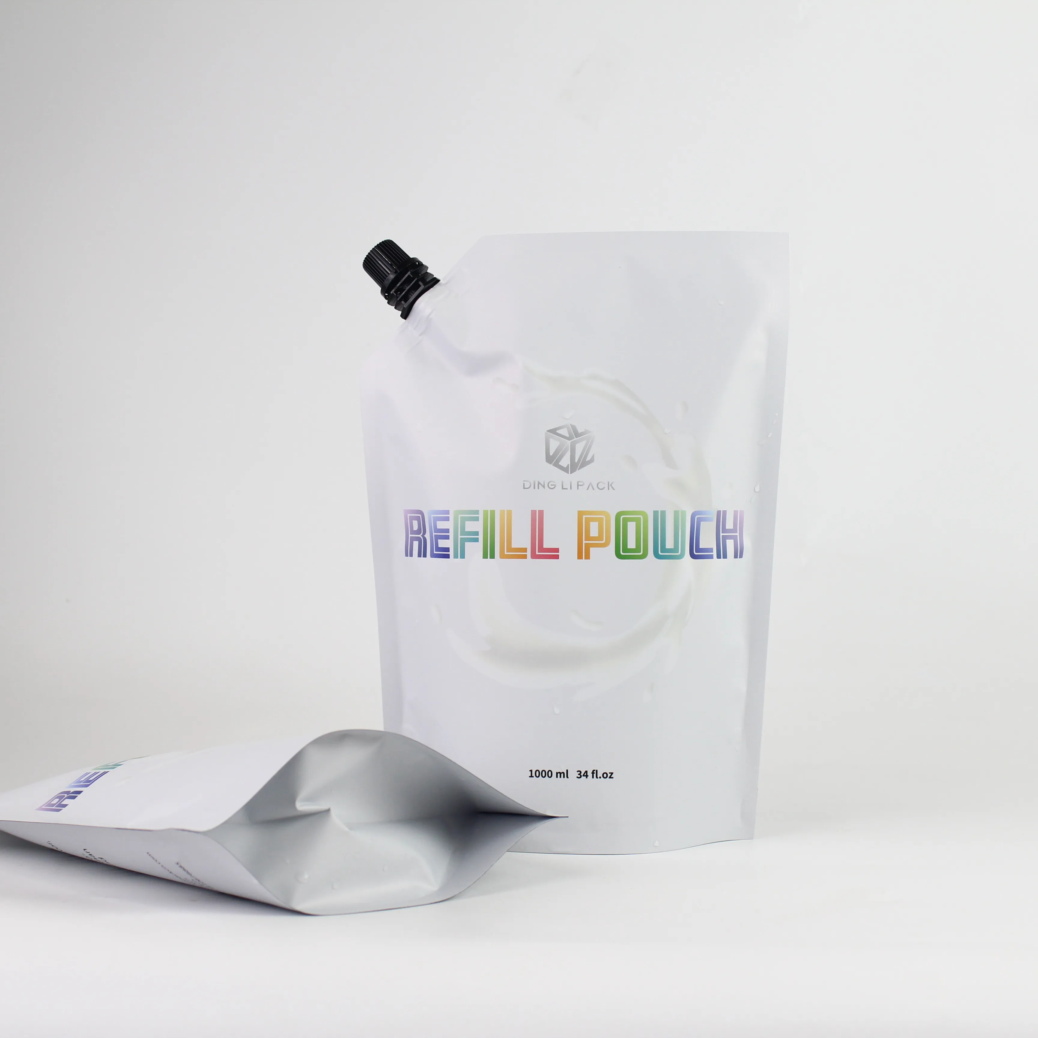 White Matte Custom Printed Drink Refill Doypack Corner Spout Stand up ...