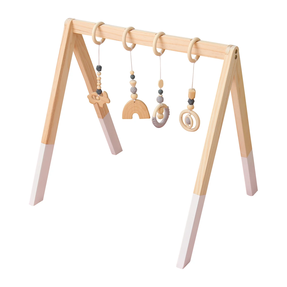 Hot Sale Safe Wooden Baby Activity Gym Set Including Hanging Toys For ...