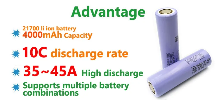 SAM Original 21700 40T Battery - 4000mah, 3.6V, 35A Discharge