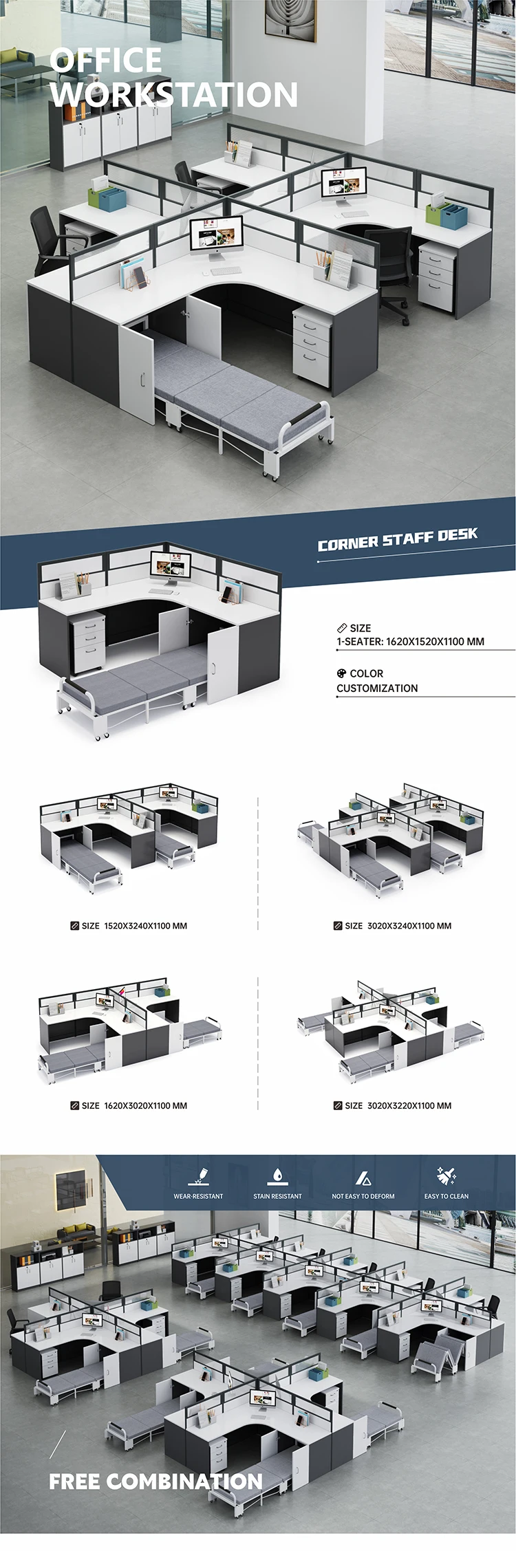 Modern Modular Office Furniture Workstation Cubicle Frame Furniture ...