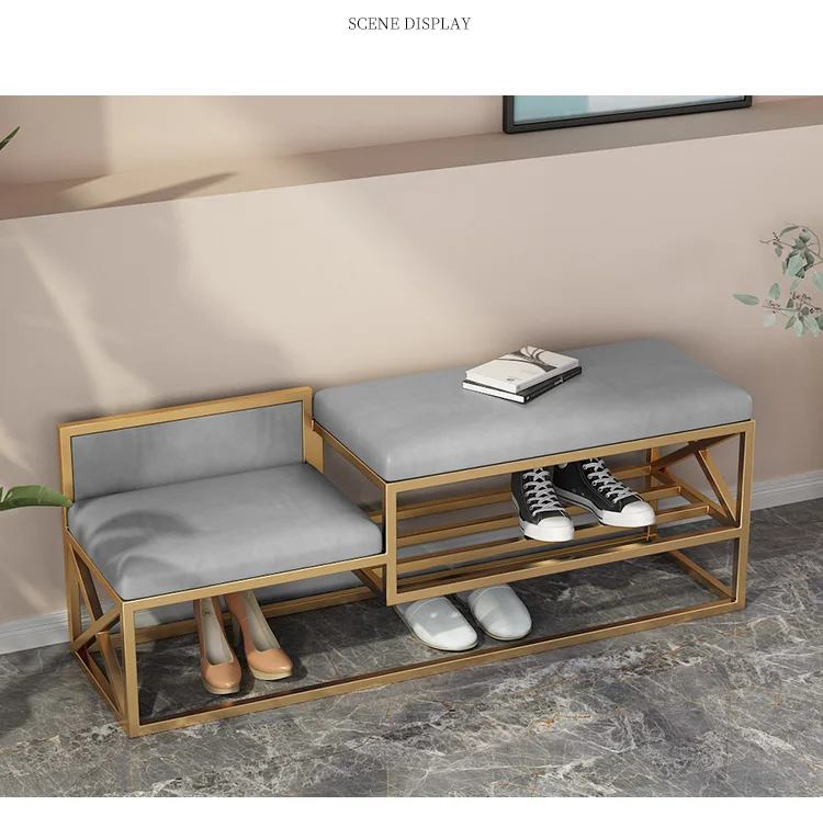 Nordic Light Luxury Shoe Rack Seat Shoe Storage Shelf Stool Household ...