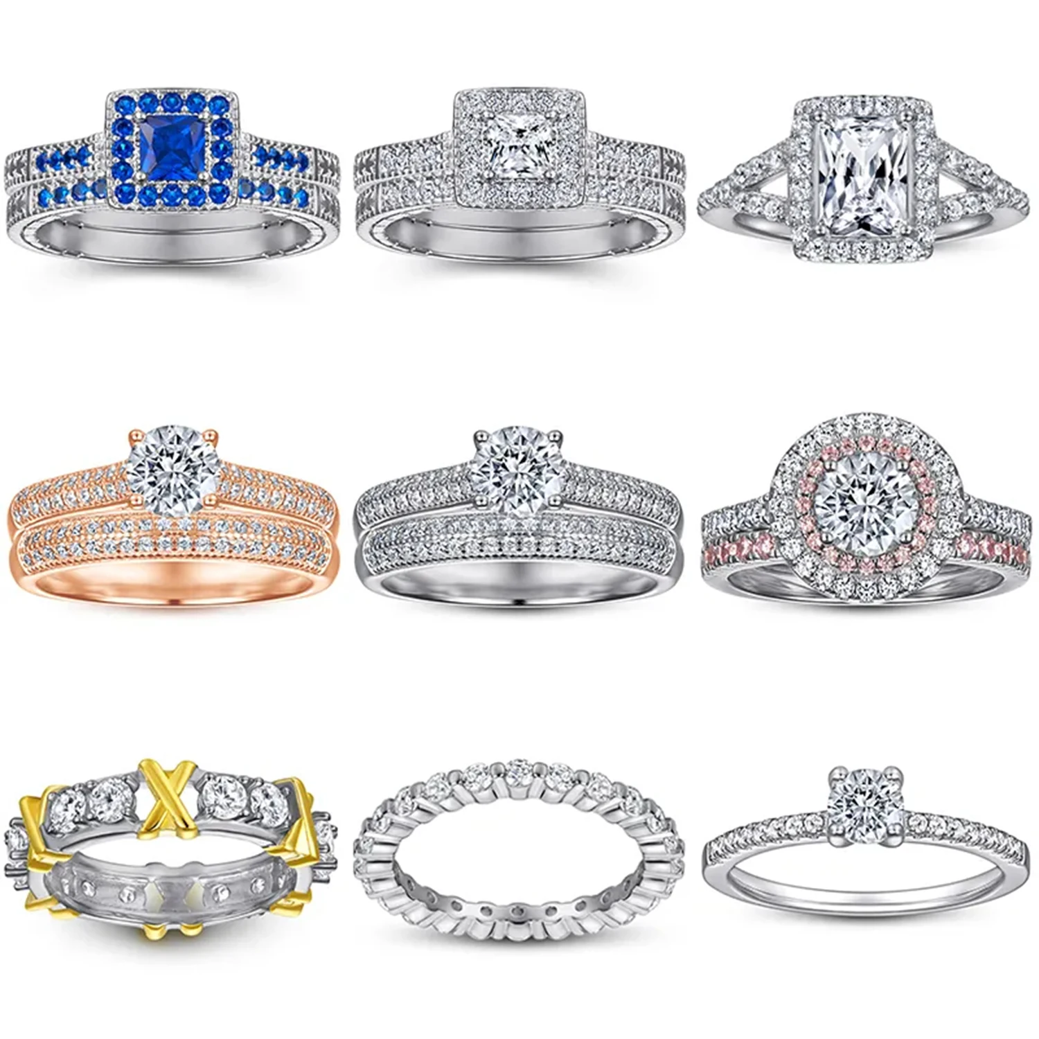 Hot Sale Diamond Engagement Wedding Ring Fashion Jewelry 18k Gold ...