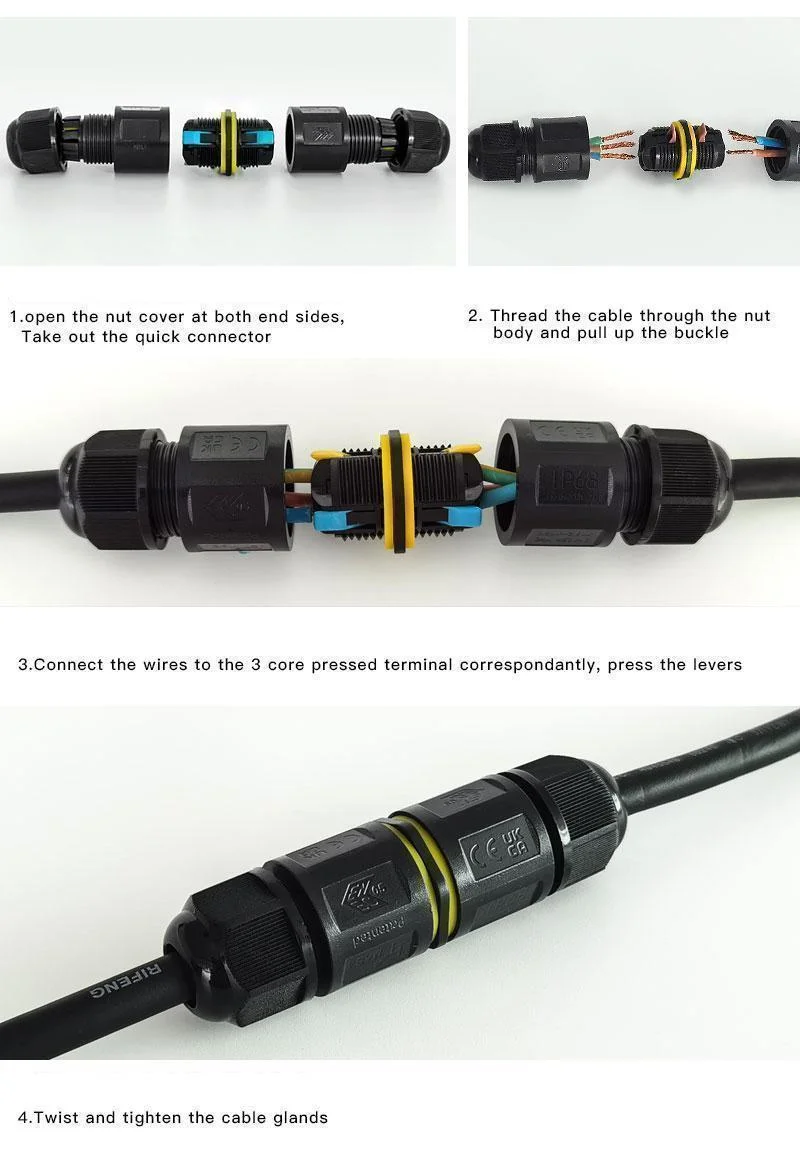 Greenway 3pin IP68 srewless Waterproof Connector for Outdoor Waterproof ...