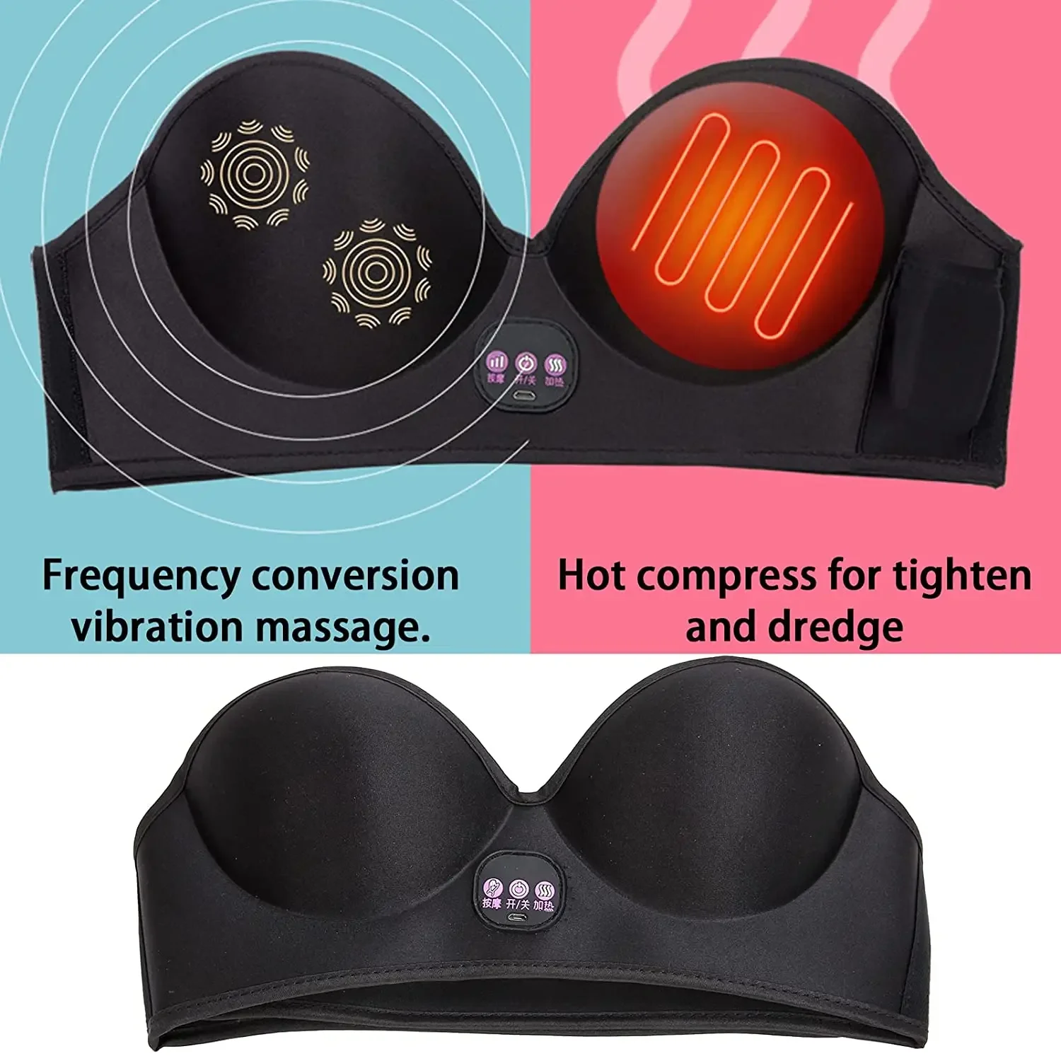 3 Level Electric Breast Massage Bra Infrared Heating Chest Enlargement ...