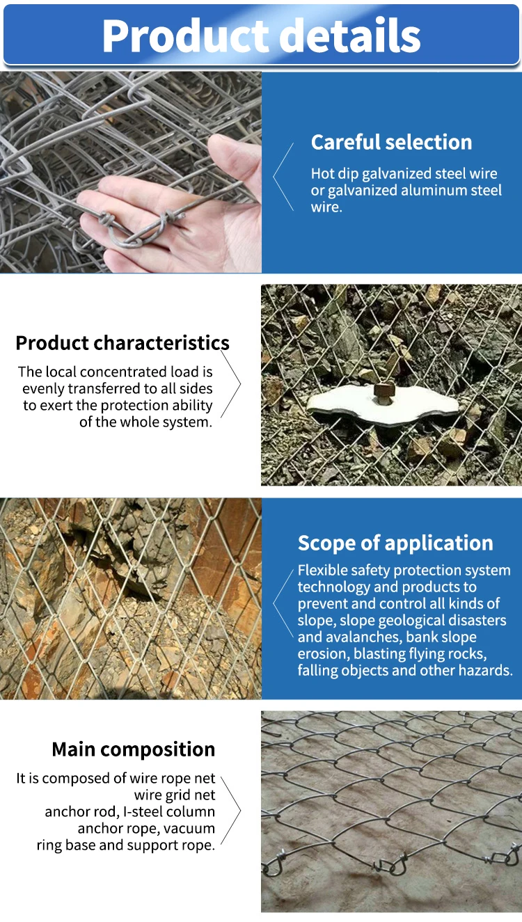 Slope Rockfall Netting Protection System Rockfall Wire Mesh High