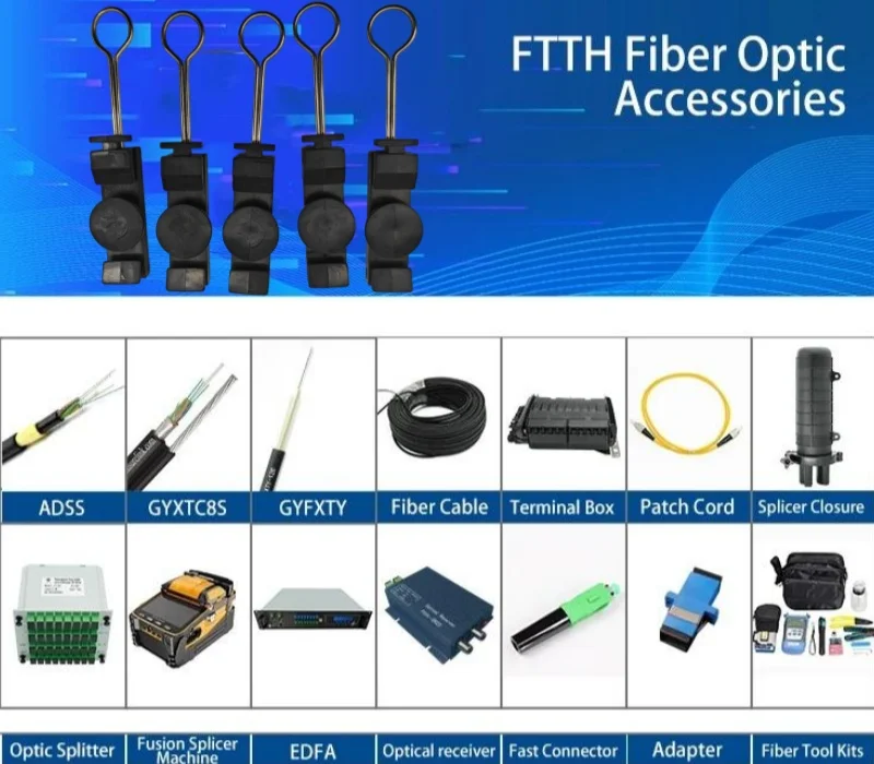 Ftth Optical Fiber Optic Tension Clamp Plastic And Metal Drop Cable ...