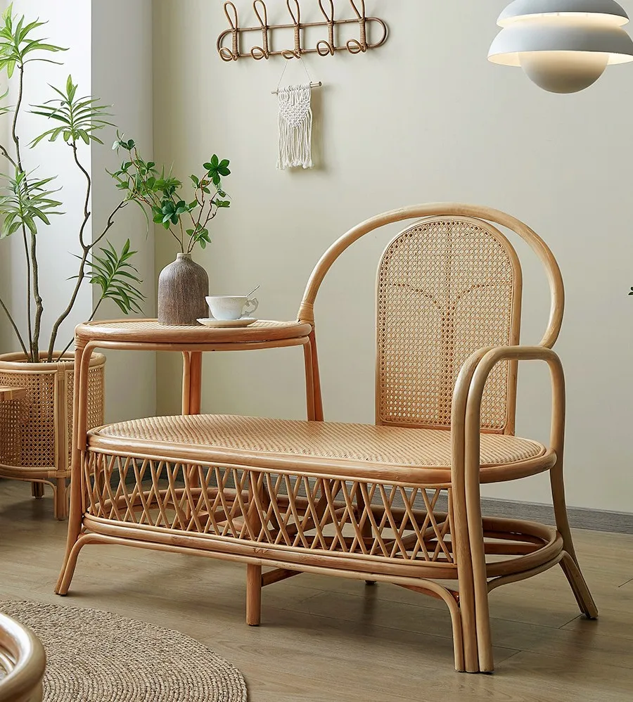 Dreamhause Japanese Solid Wood Sofa Set Living Room Sofa Wooden Rattan ...