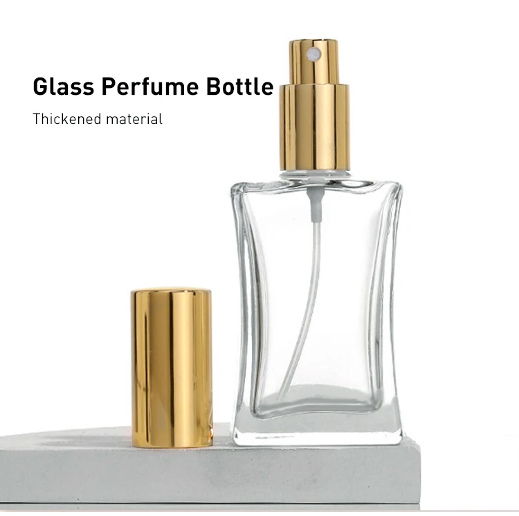 Free Samples Wholesale Design Perfume Bottles Empty Clear Perfume Glass Bottles Gold Screw Cap ...