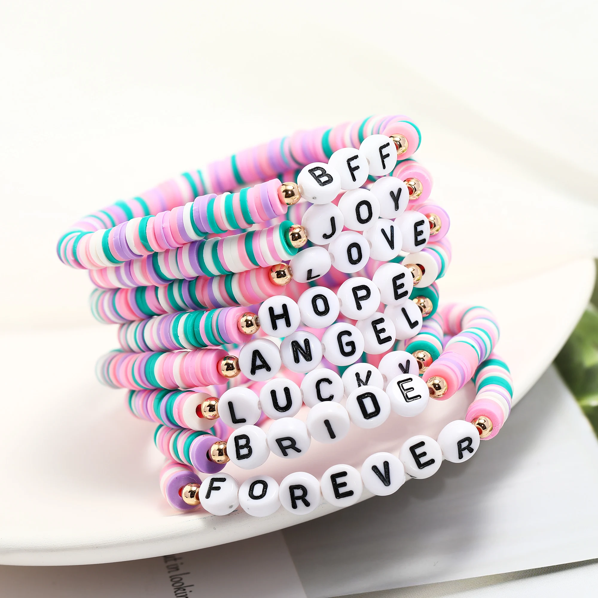 Boho Custom Polymer Clay Beads - Motivational Bracelets