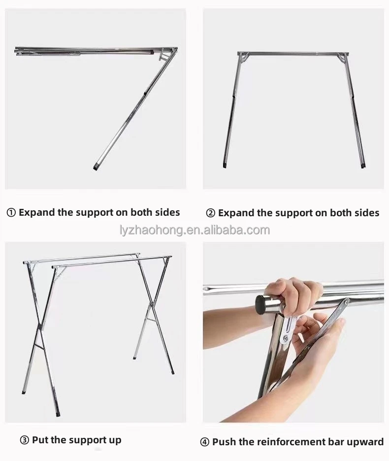 Stainless Steel Floor Mounted X-shaped Clothes Hanger Folding Clothes ...