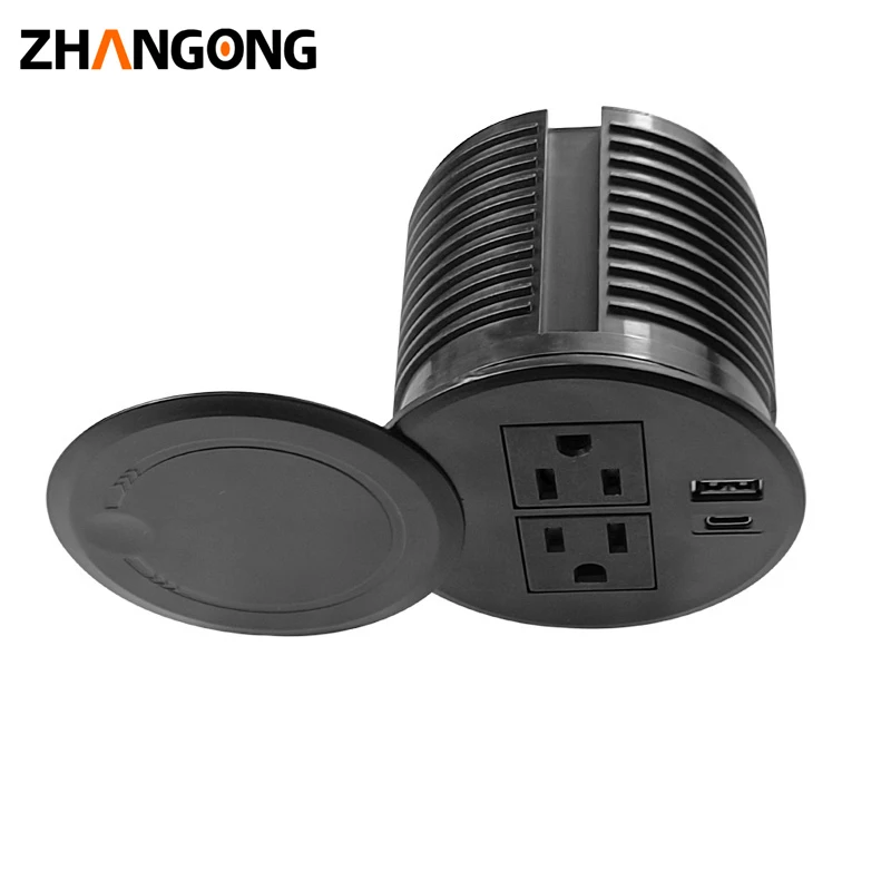 90mm Round Flush Mounted Furniture Hidden Sliding Socket