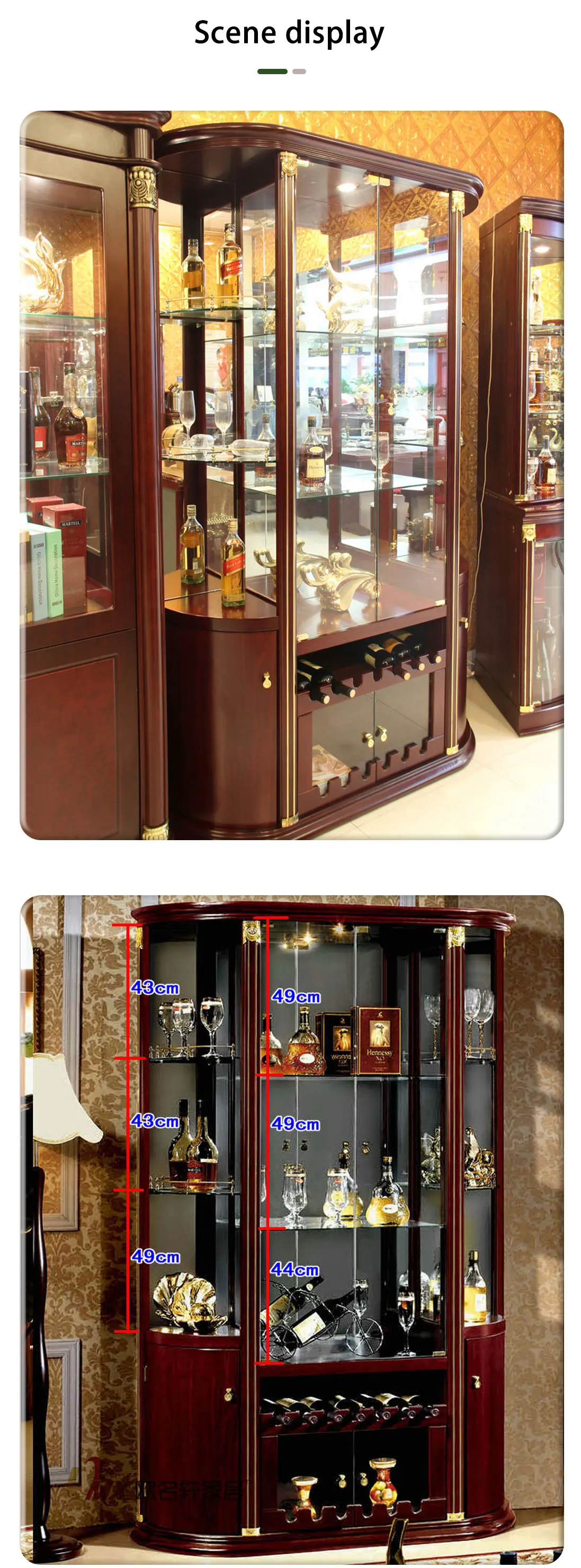 Classic Royal Solid Wood Bar Counter Cabinet - Oak Wine Storage Cabinet