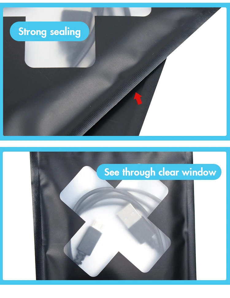 Custom Plastic Zipper Bag Data Line Packaging USB Cable