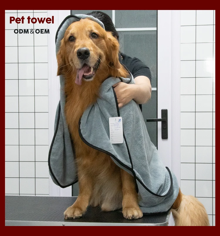 Custom Logo Microfiber Dog Shower Towel Absorption Dog Bath Towel ...