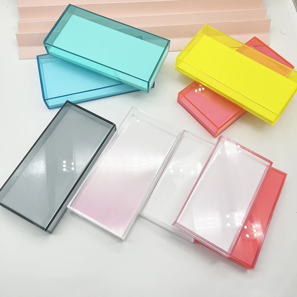 Custom Logo Acrylic Eyelash Tile With Cover Pink Black Yellow Blue Grey ...