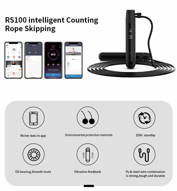Adjustable USB Charging Jump Rope Smart Electronic Fitness Exercise ...