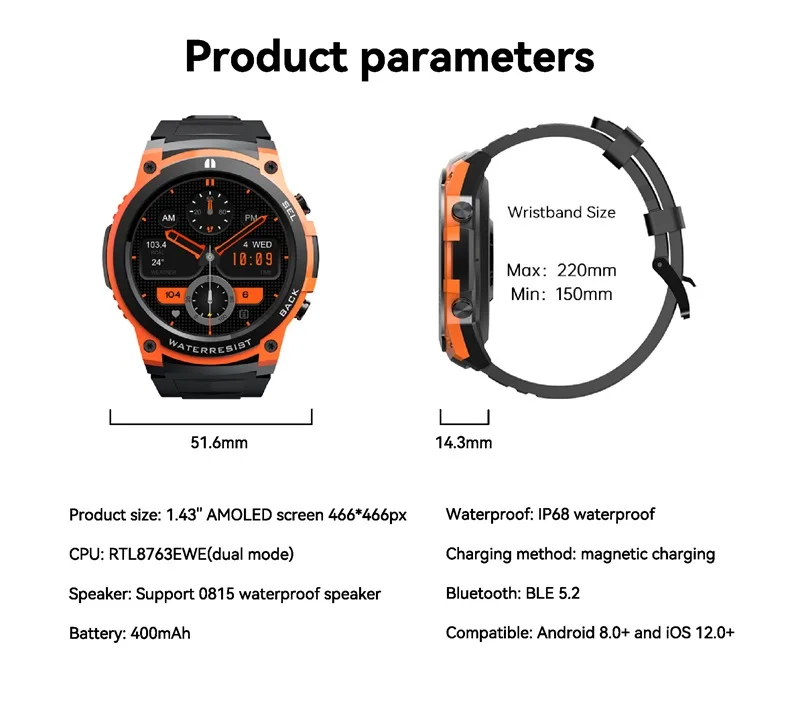 2023 AMOLED Smartwatch for Men - Sports & BT Call Watch