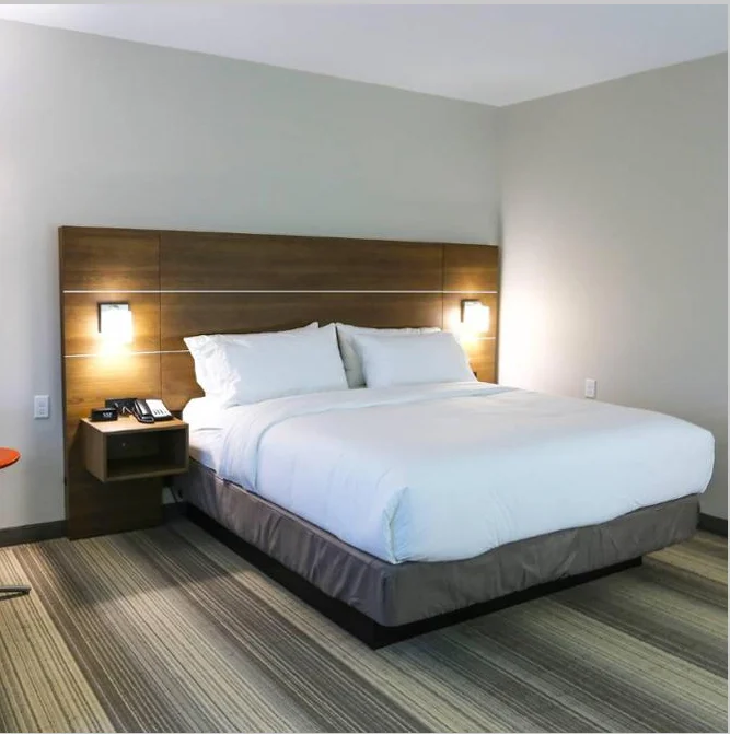 Custom Hotel Bedroom Set Oak Upholstered Panel Bed Latest Slat Support ...