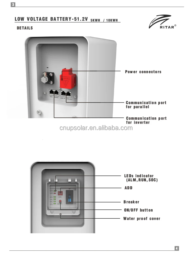 Ritar 2024 Hot Selling 10kw Solar Battery Wtih Popular Style For Solar Energy Storage Systems ...