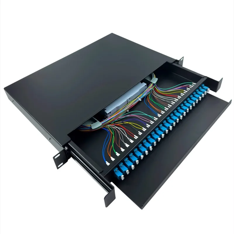 1U Rack Mount Enclosure Unloaded Loaded, Sliding Drawer, 24 Ports 48 ...