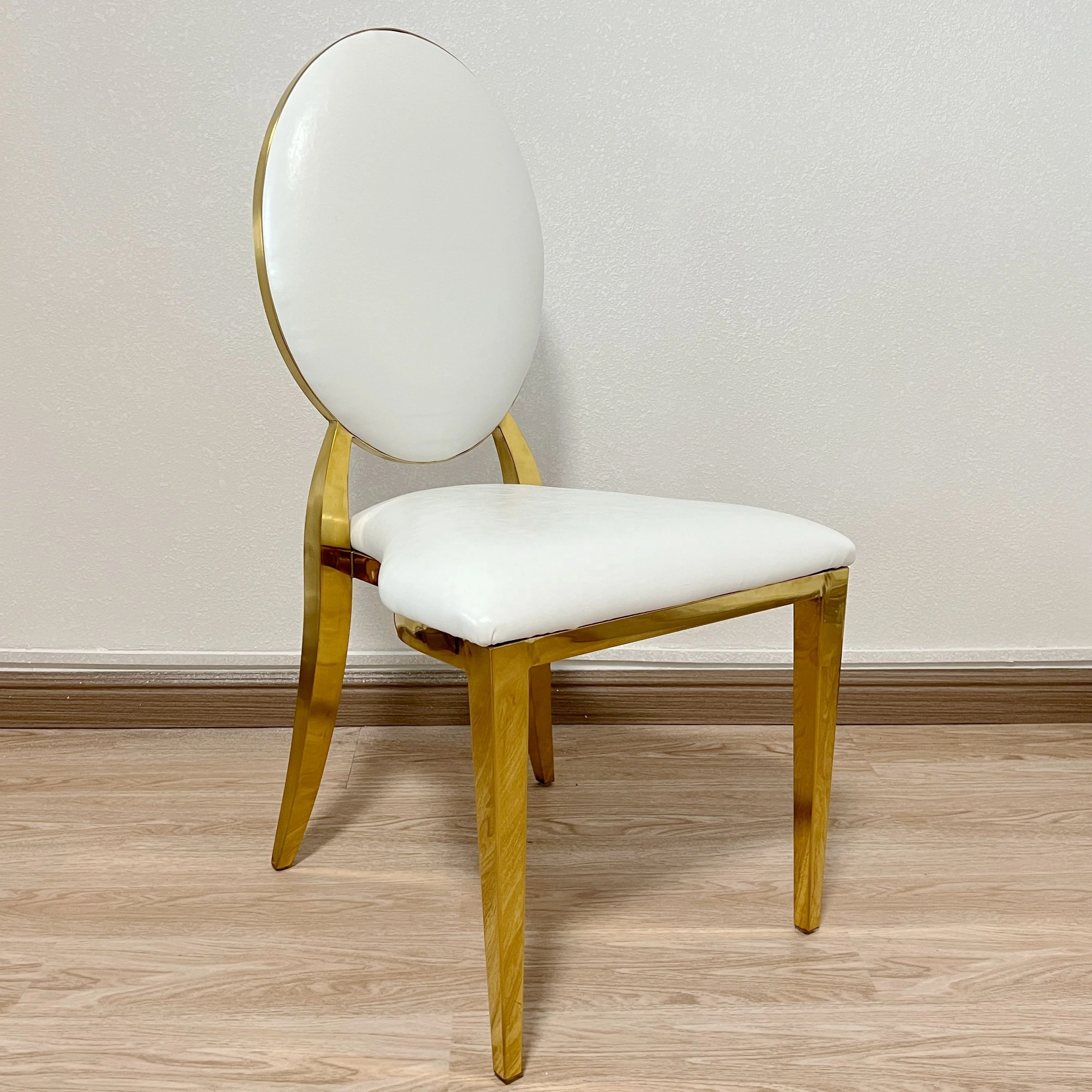 Modern Stackable Luxury Velvet Stainless Steel Oval Back French Tufted ...