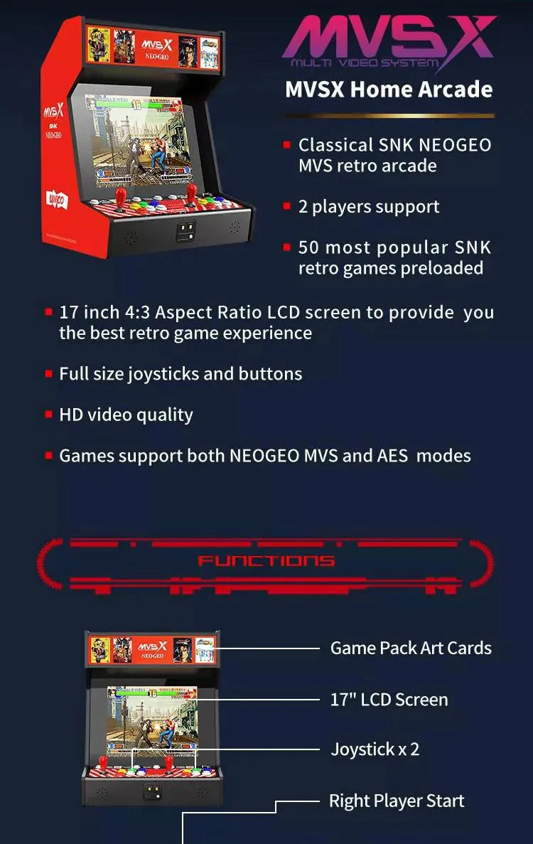 Neogeo Mvsx Home Arcade Cabinet - 50 Retro Games & Multiplayer