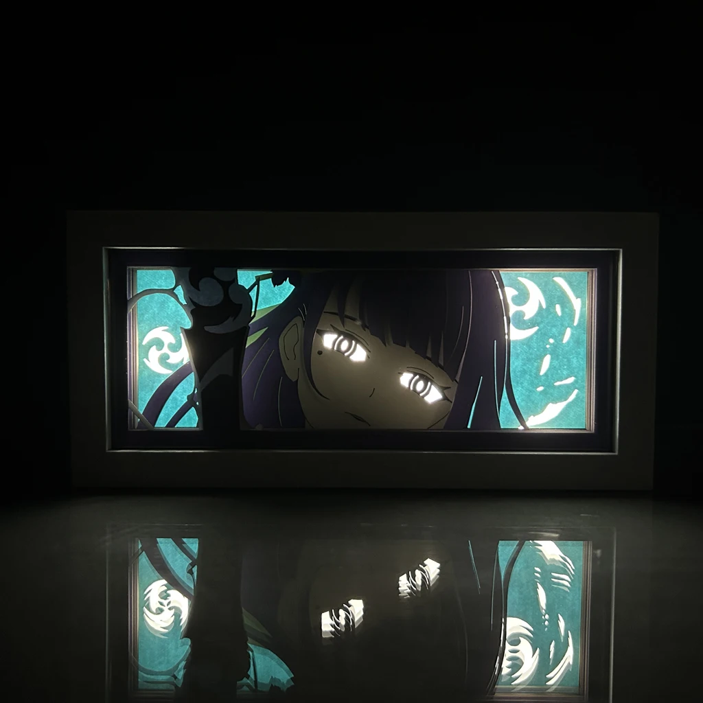 Genshin Impact Arlecchino Light Box Wooden Laser Paper Cut Shadow Box ...