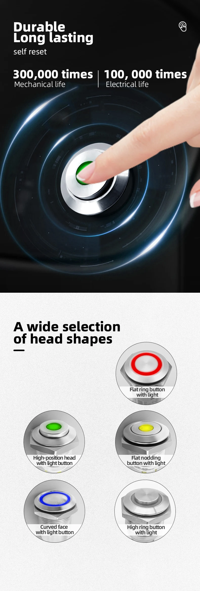 Benlee Ip65 Stainless Steel Illuminated Metal Push Button Switch 4pin ...