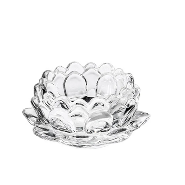 Luxury Lotus Shape Crystal Glass Candle Vessel Decorative