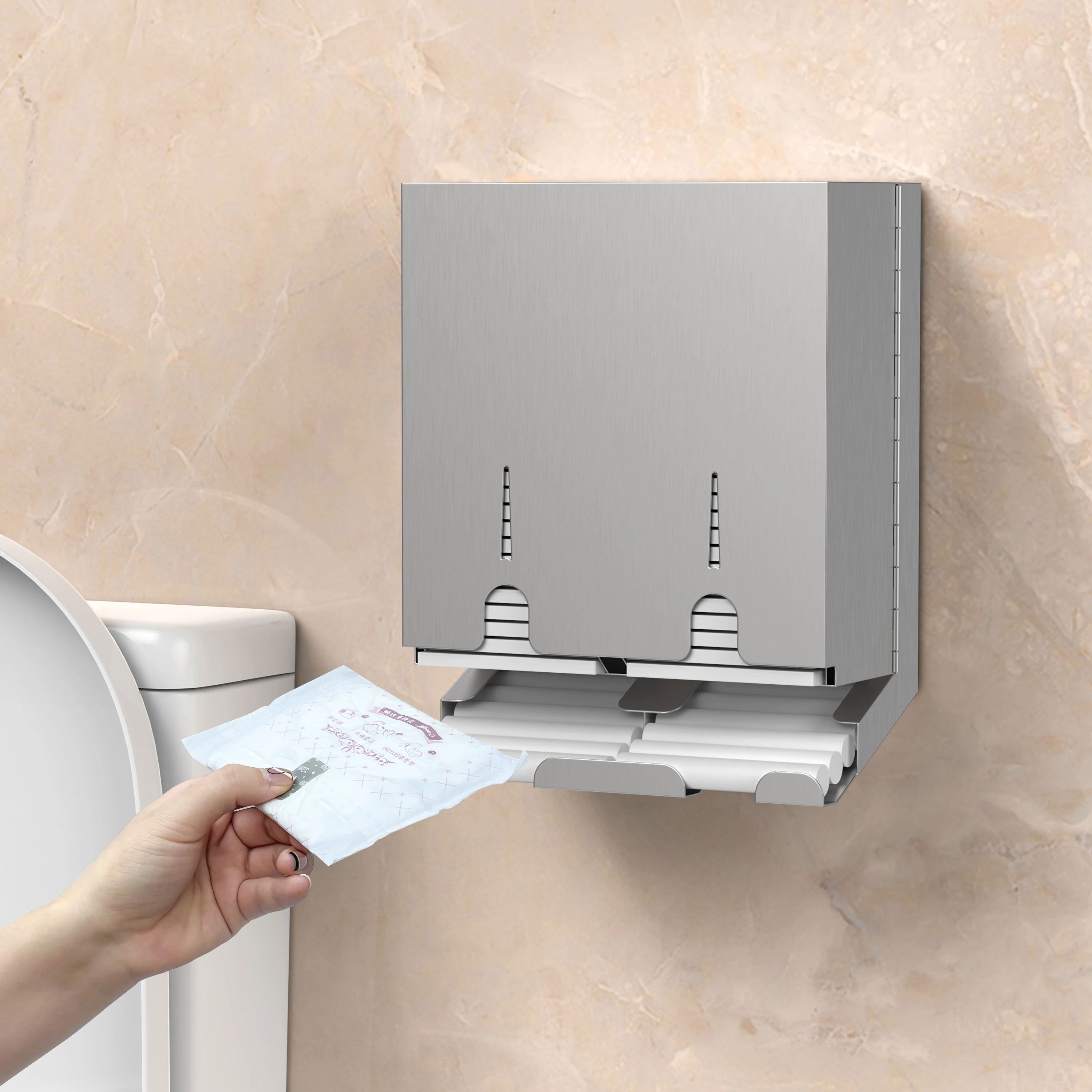 Women Hygiene Commercial Sanitary Napkin Tampon Dispenser Stainless ...