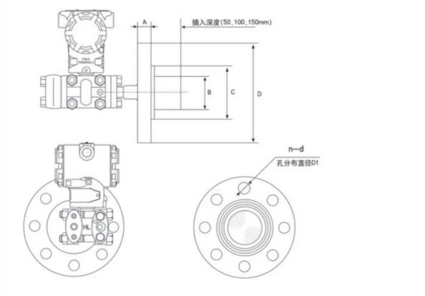 0-10kpa Liquid Level Series Transmitter Diaphragm Flange Capillaries ...