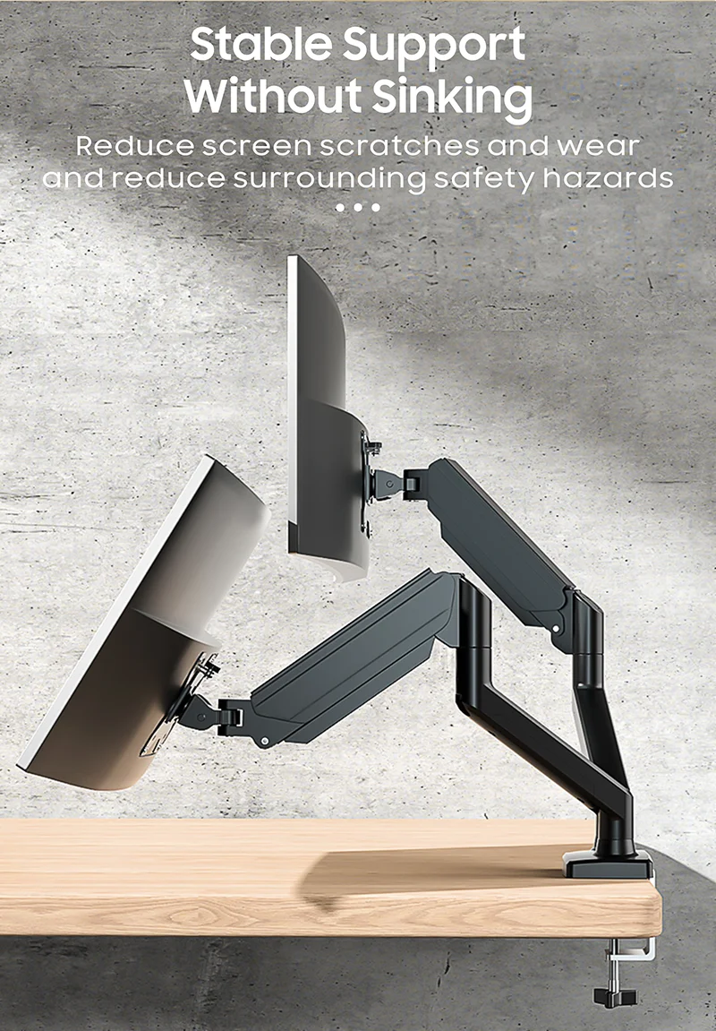 Gas Spring Dual Arm Monitor Stand Riser Desktop Monitor Stand Suitable ...