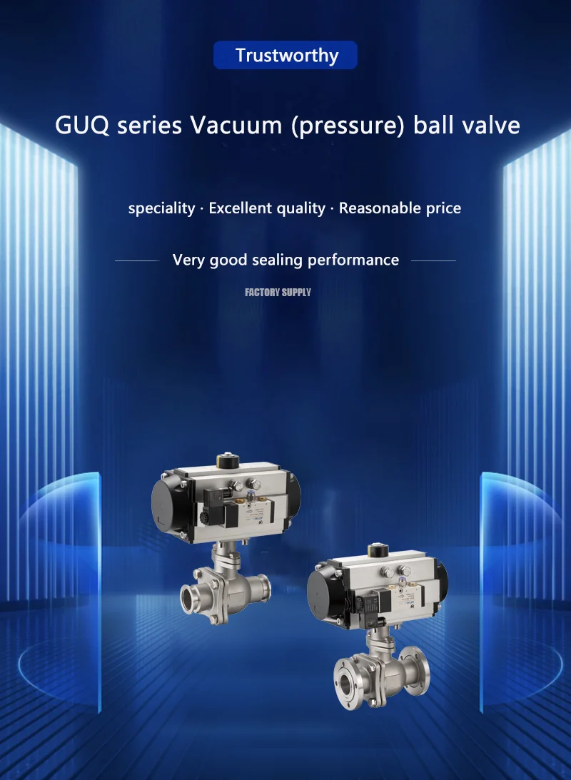 High Quality Guq-63p Stainless Steel Pneumatic Vacuum Ball Valve 2 Way 2 Piece Pneumatic ...