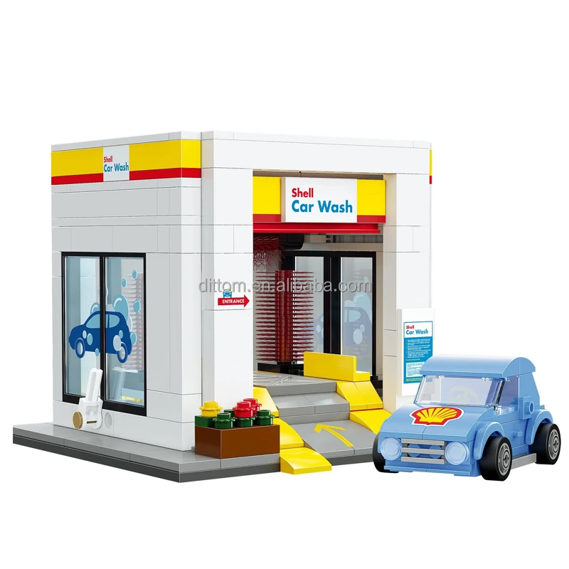 Cada Shell Retail Station Series Diy Assembly Toys Street View Car Wash ...