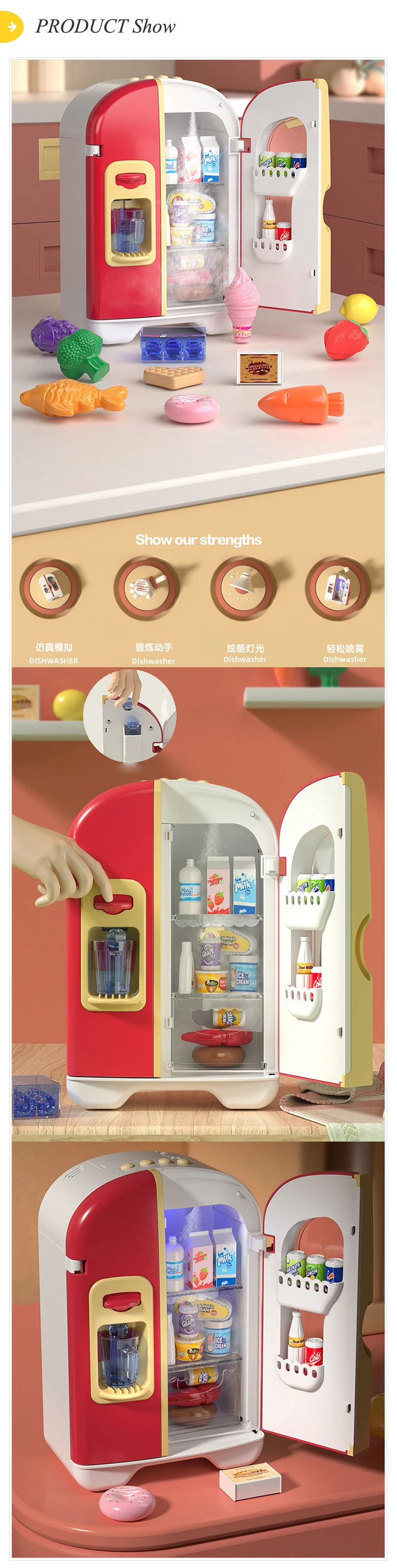 Modern Kitchen Toy Set for Kids - Pretend Play Refrigerator & Cooking ...