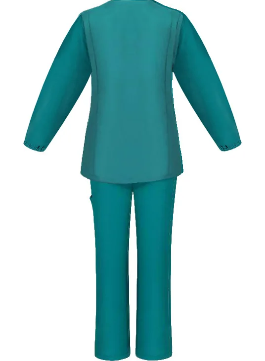 Ready To Ship Long Sleeve Medical Hospital White Scrubs Uniforms Sets Royal Blue Nurse With Open