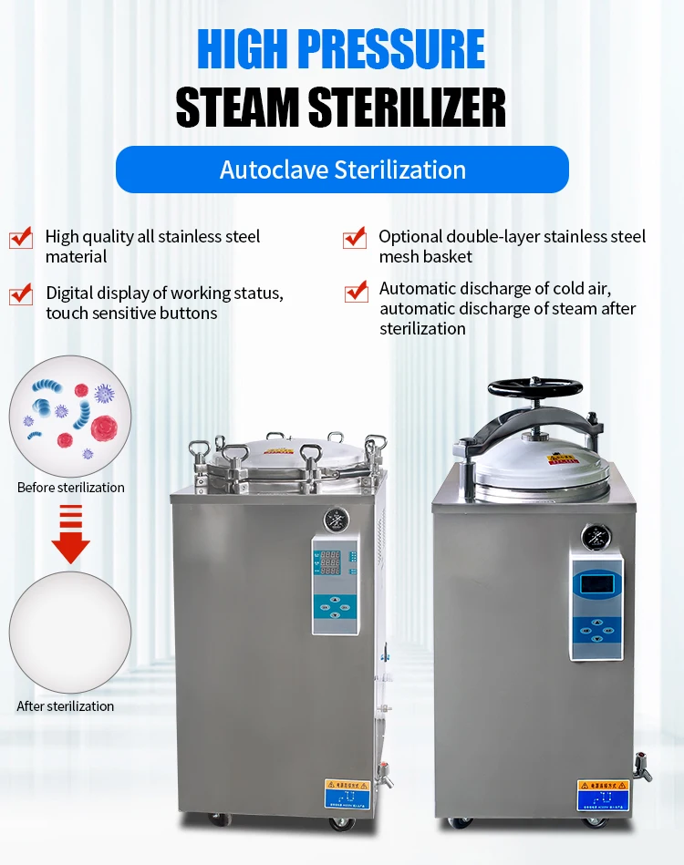 Vertical Steam Sterilized 35l 50l 75l 100l 120l 150 Liter Small Food ...