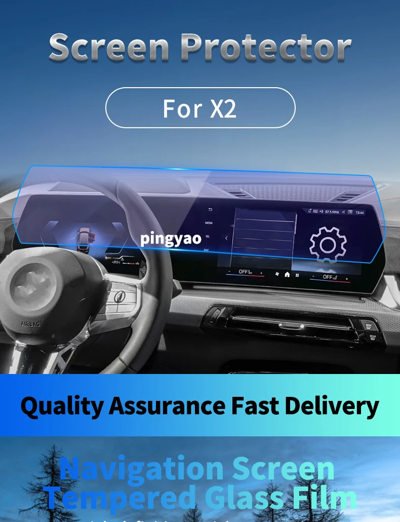 Car Stickers Radio Carplay Screen Protector Tempered Glass Protective ...