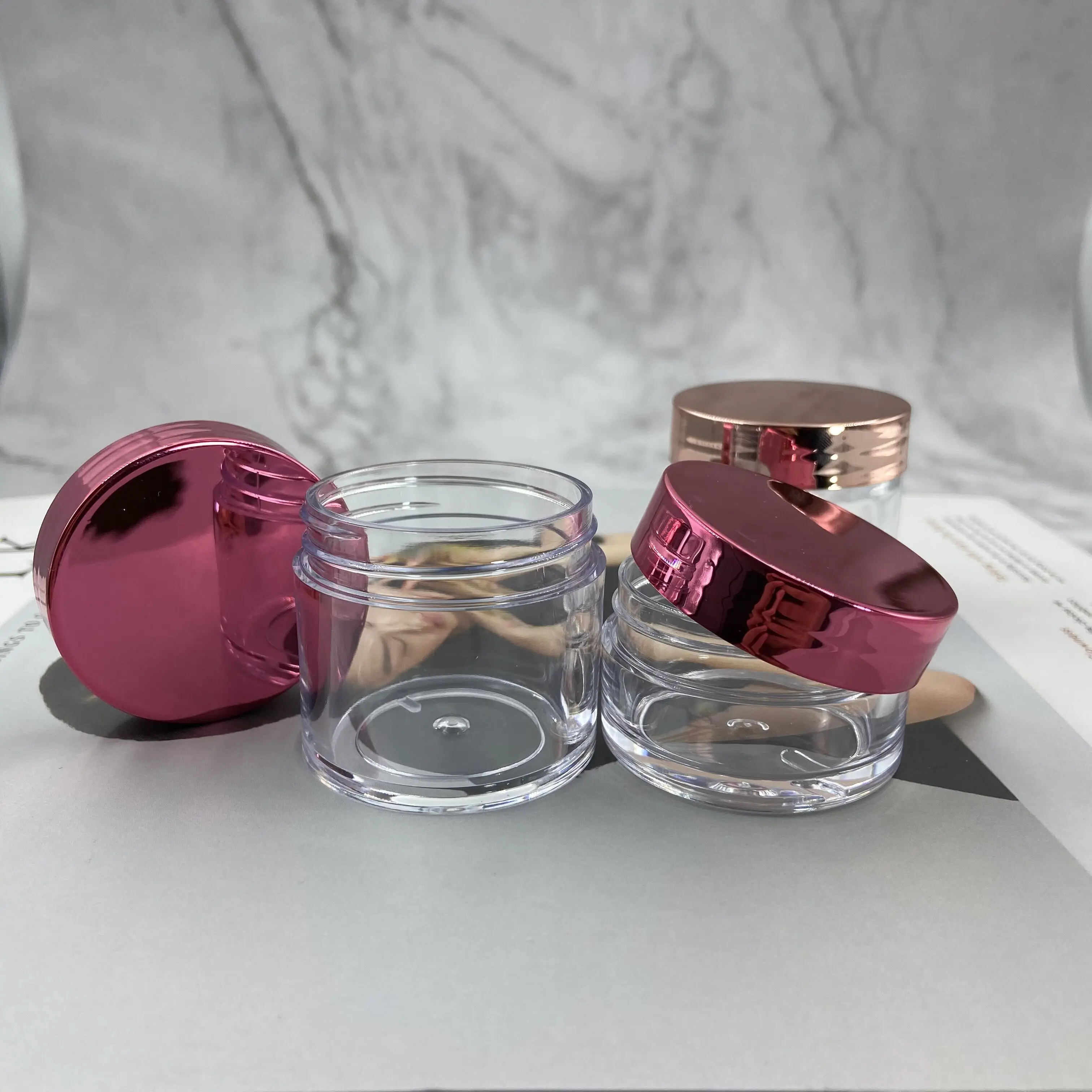 Promotional 20g 30g PS Clear Empty Plastic Jars for Cosmetics