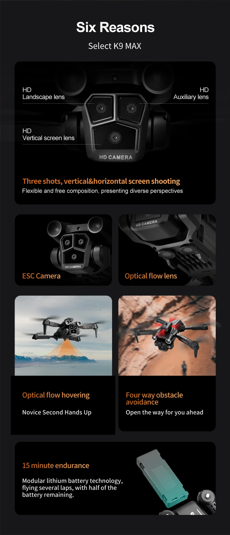 K9 Pro Drone 4k Hd Dual Camera Wifi Fpv 360 Obstacle Avoidance Optical Flow Hovering Foldable Rc ...