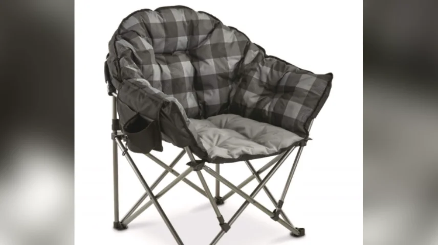 Oversized Padded Camping Chair Outdoor Portable Moon Round Folding Club ...