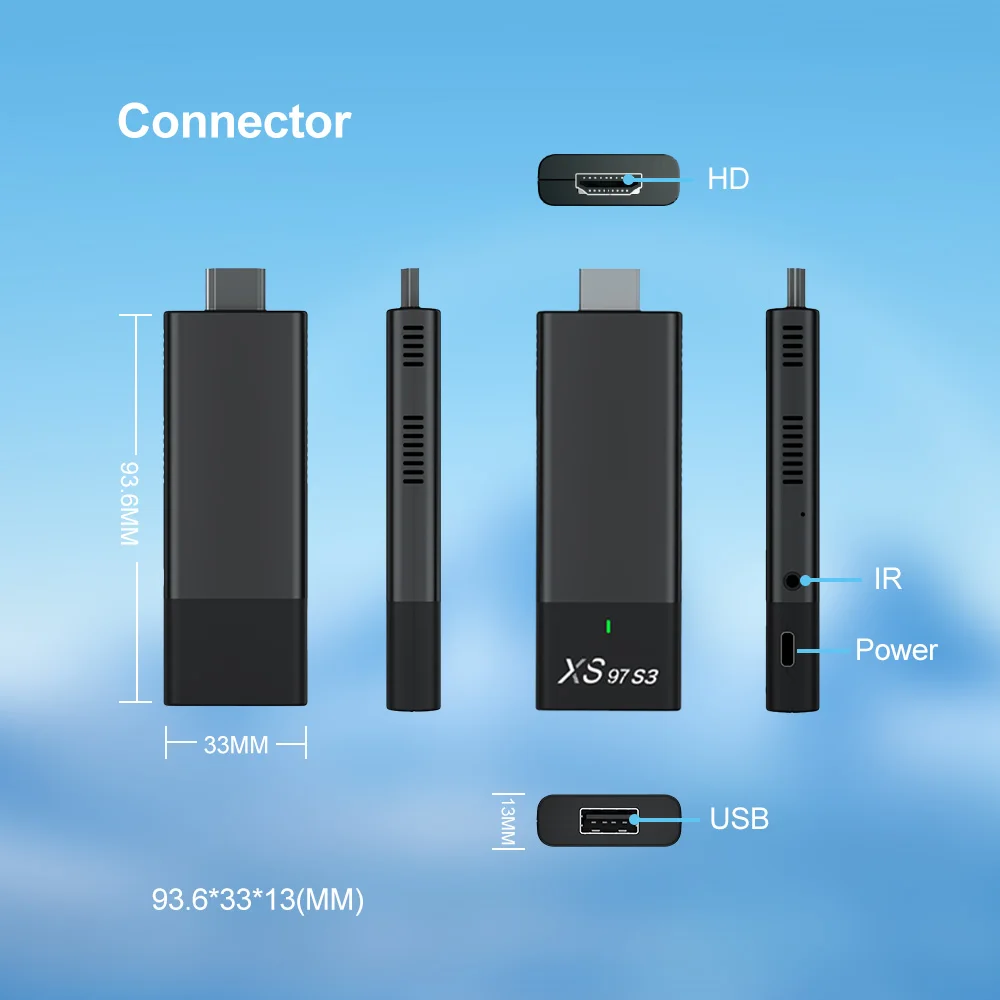 XS97 S3 BT TV Stick - 4K Android 10 with BT Control Remote