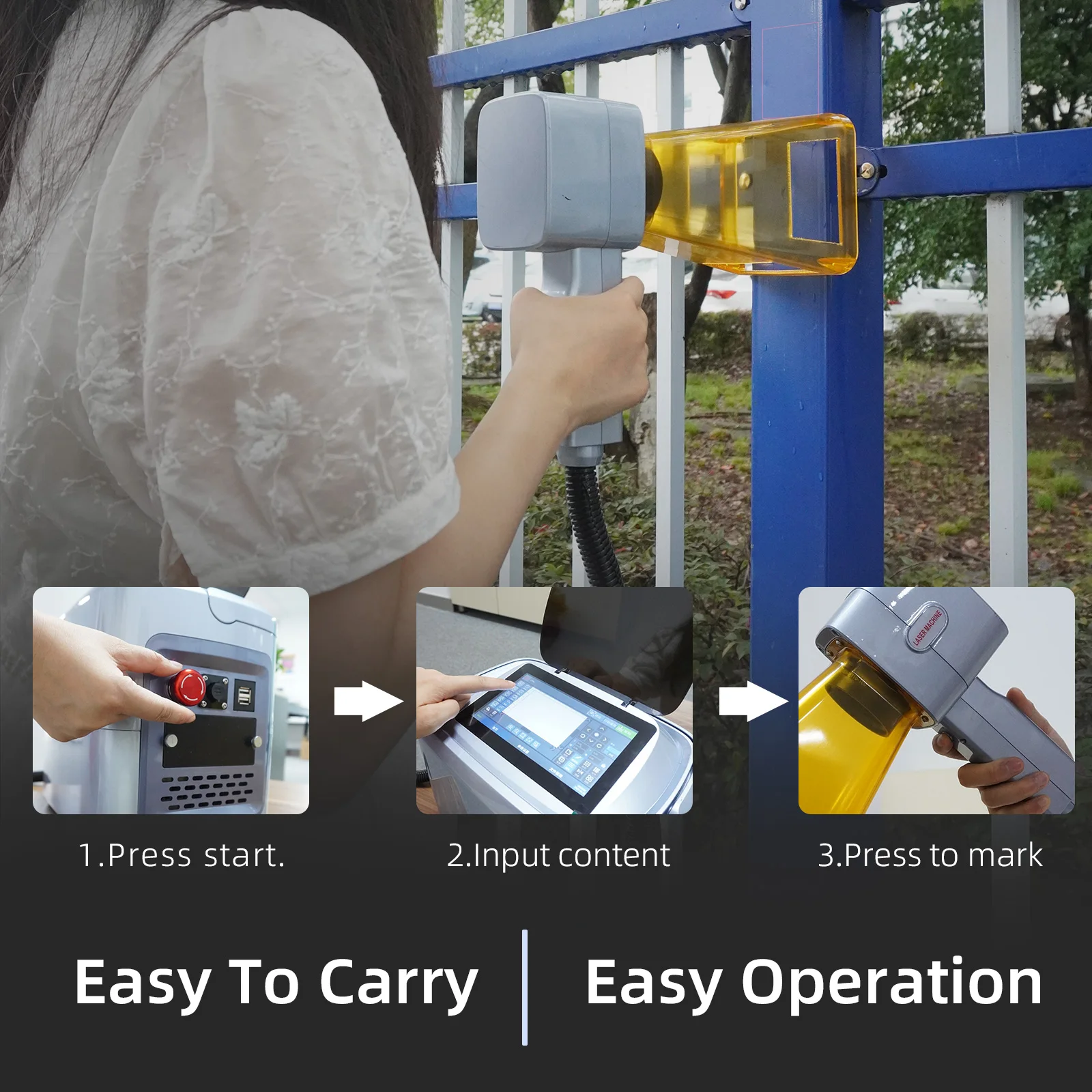 Small Handheld Laser Fiber Marking Machine 50W Mini Portable Fiber ...