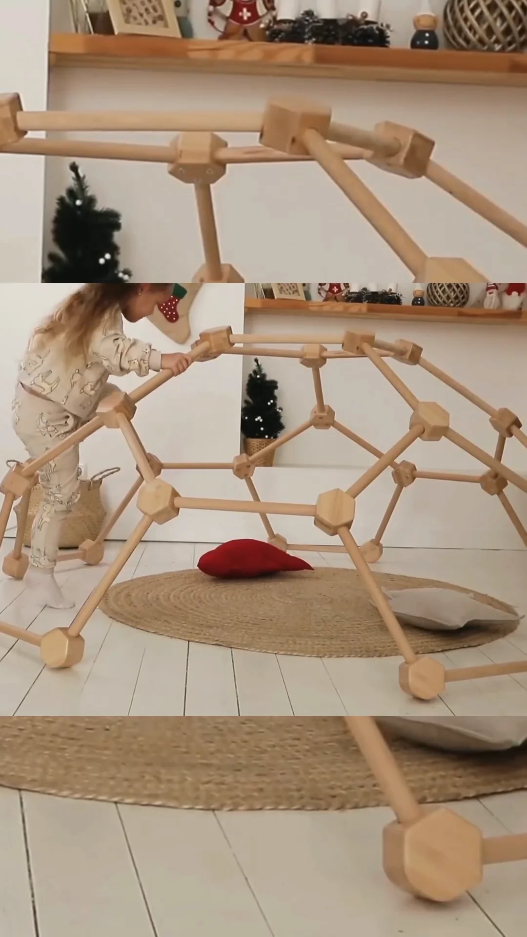 Kids Wooden Dome Climber Indoor Play Structures Toddler Toys Climbing ...