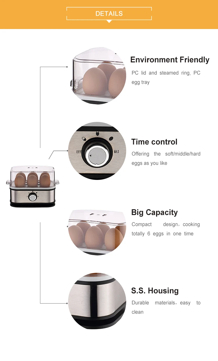 2024 Stainless Steel Egg Cooker New Design Electric Egg Boiler 6 Eggs - Buy Egg Boiler 6 Eggs ...